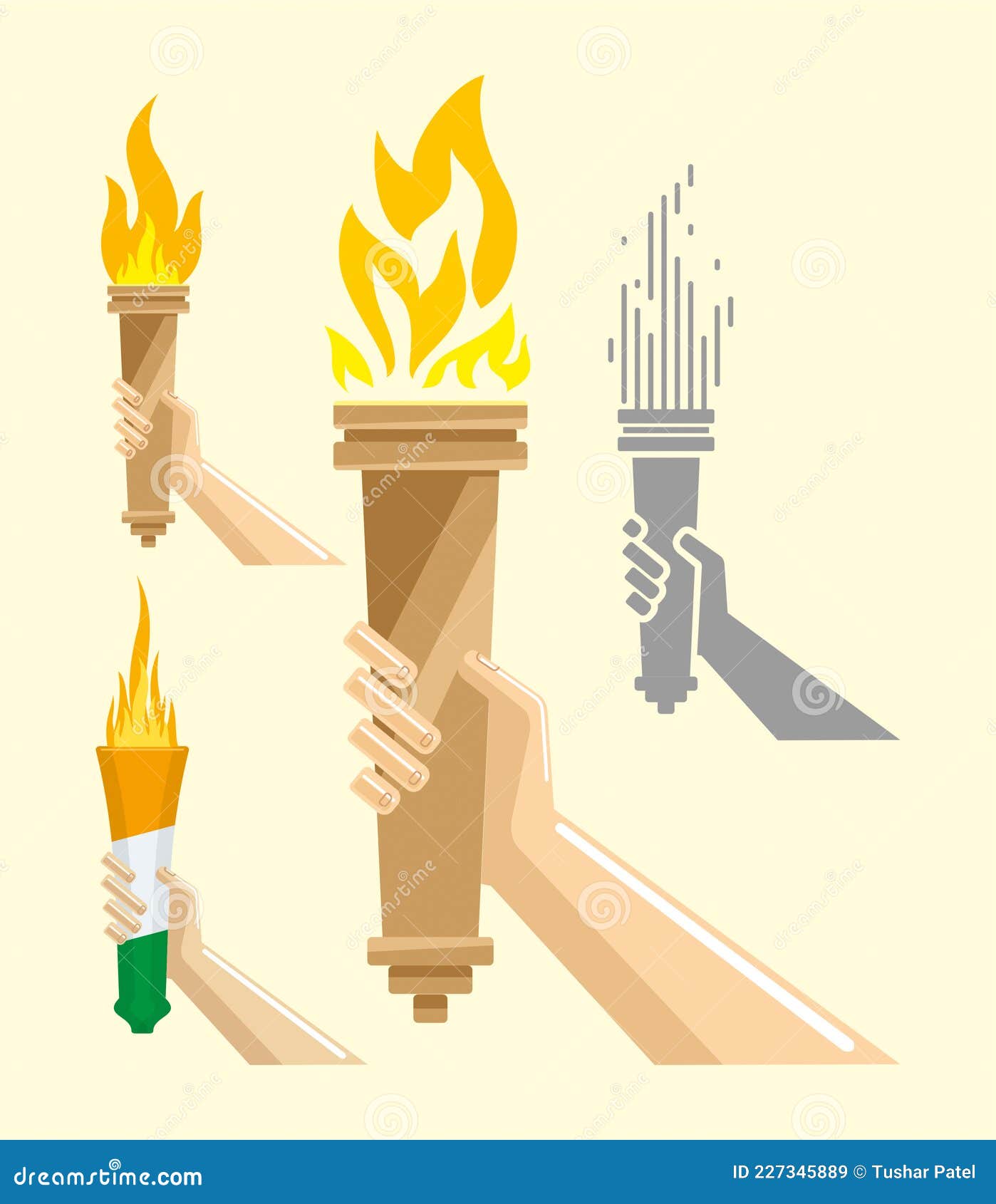Torch Jyot in Hand with Different Flames Stock Vector - Illustration of ...
