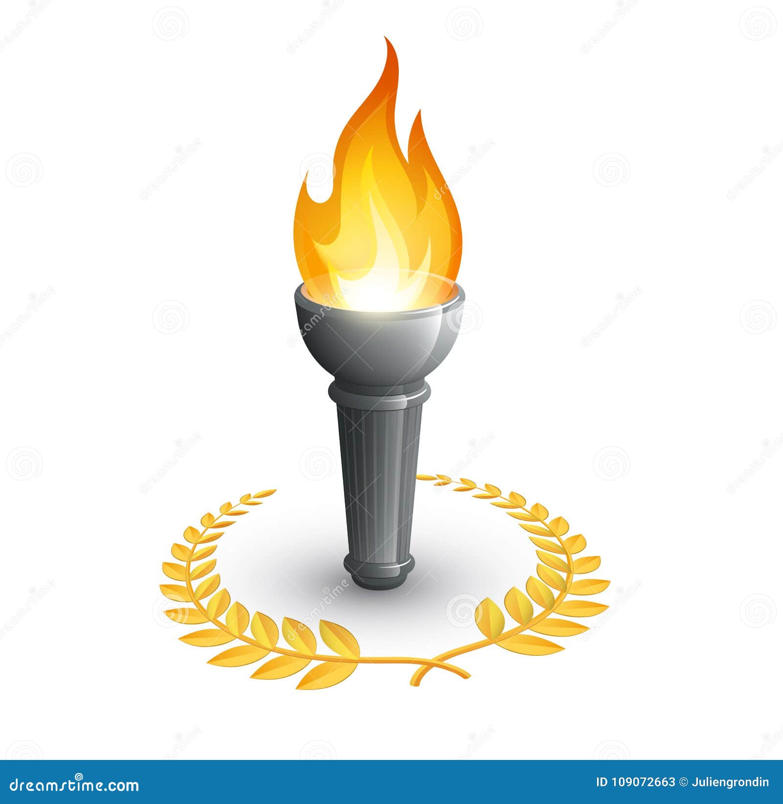 Torch and laurel wreath stock illustration. Illustration of symbol ...