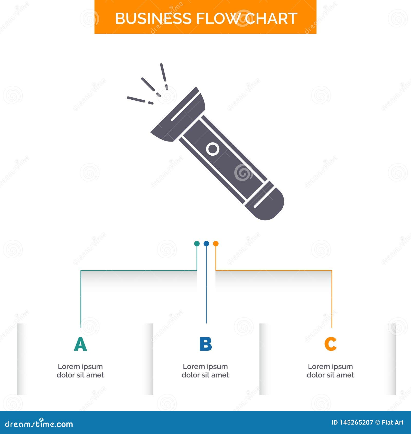 Torch, Light, Flash, Camping, Hiking Business Flow Chart Design with 3 ...