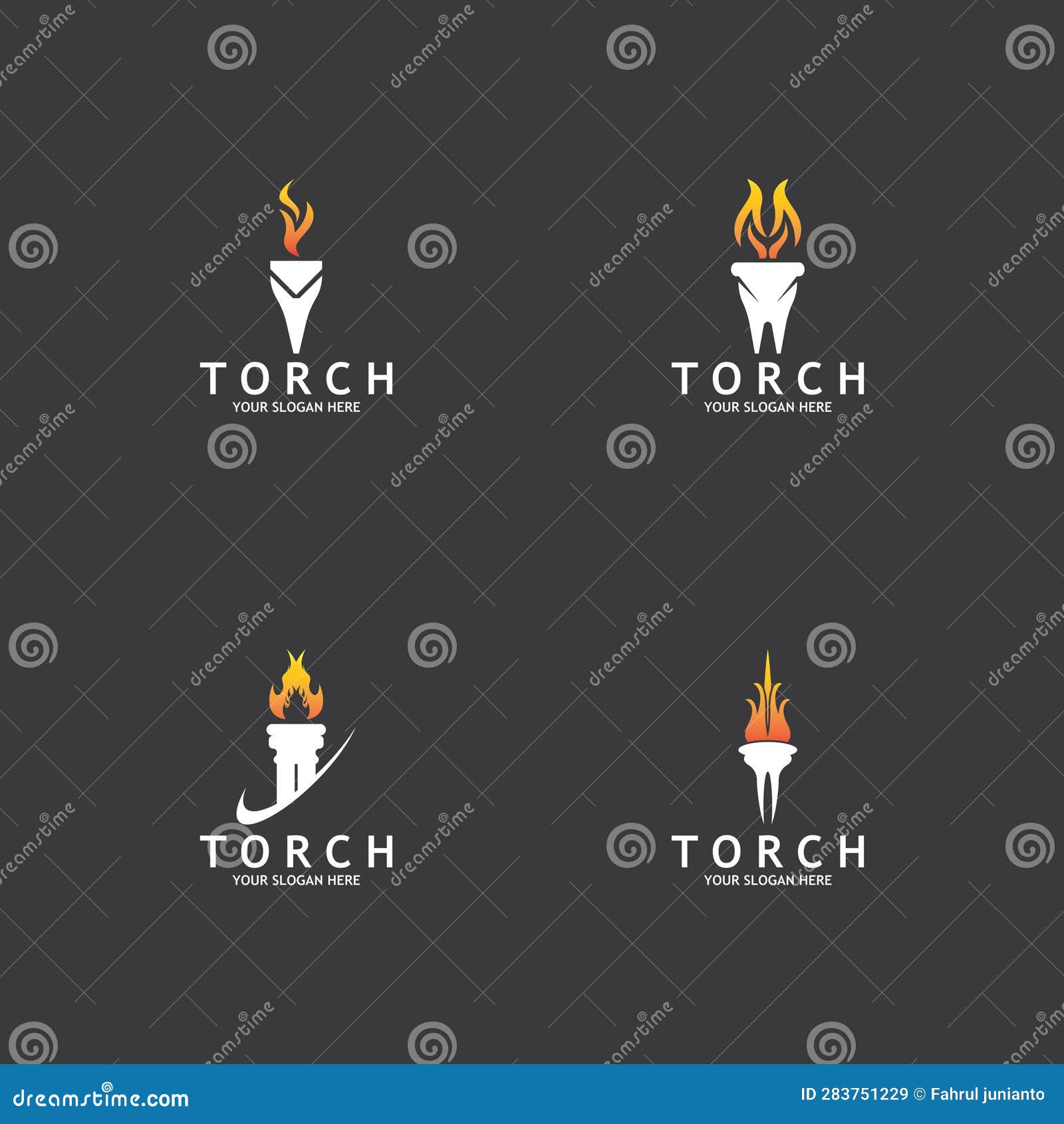 Torch Light Vector Logo Design Template Stock Illustration ...