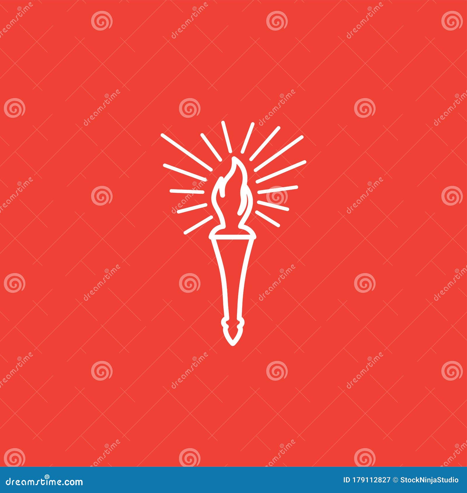 Torch Line Icon on Red Background. Red Flat Style Vector Illustration ...