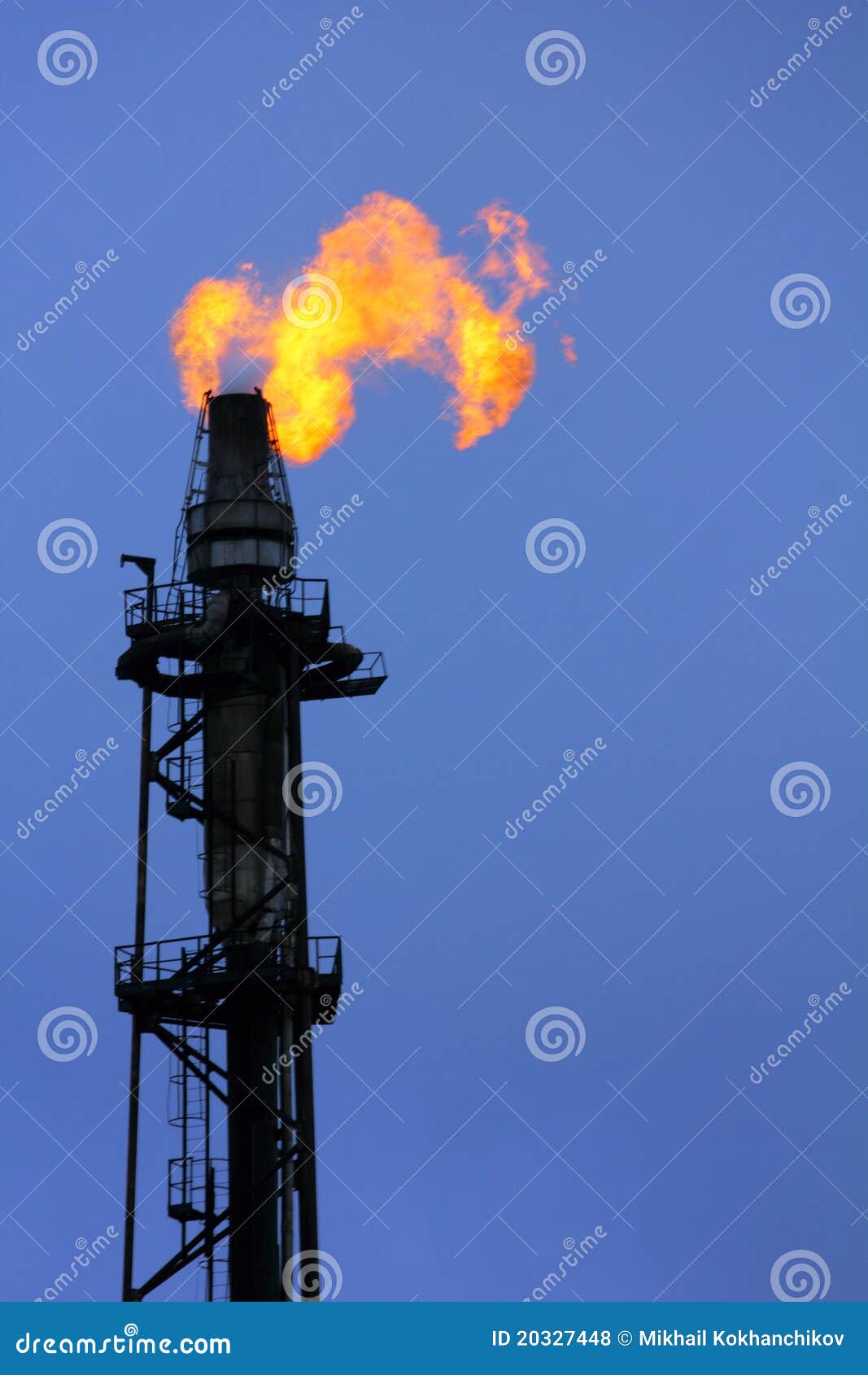 Torch is Lit on Tower Refinery Stock Photo - Image of color, plant ...