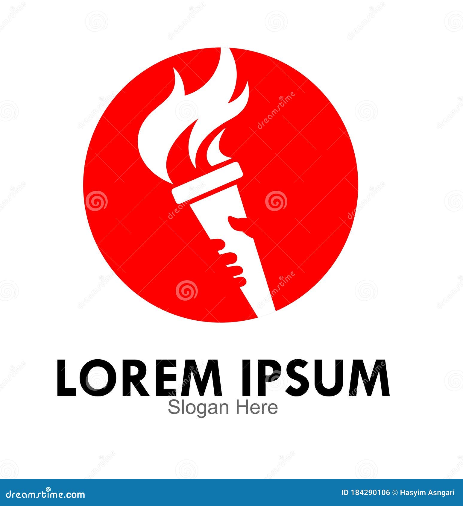 Torch Logo Vector on Red Circle Frame. Stock Vector - Illustration of ...