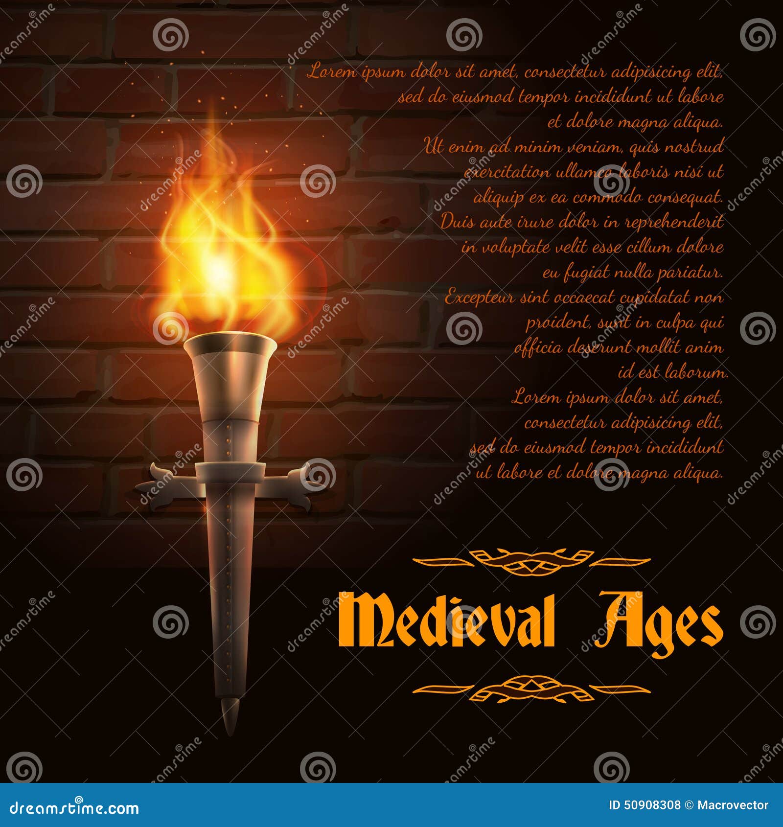 Torch Realistic Background stock vector. Illustration of flare - 50908308