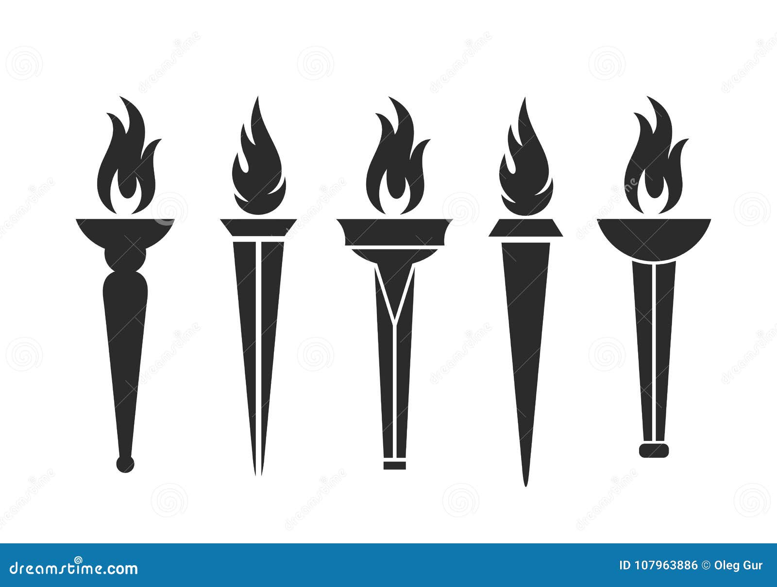 Torch Set. Isolated Torch on White Background Stock Vector ...