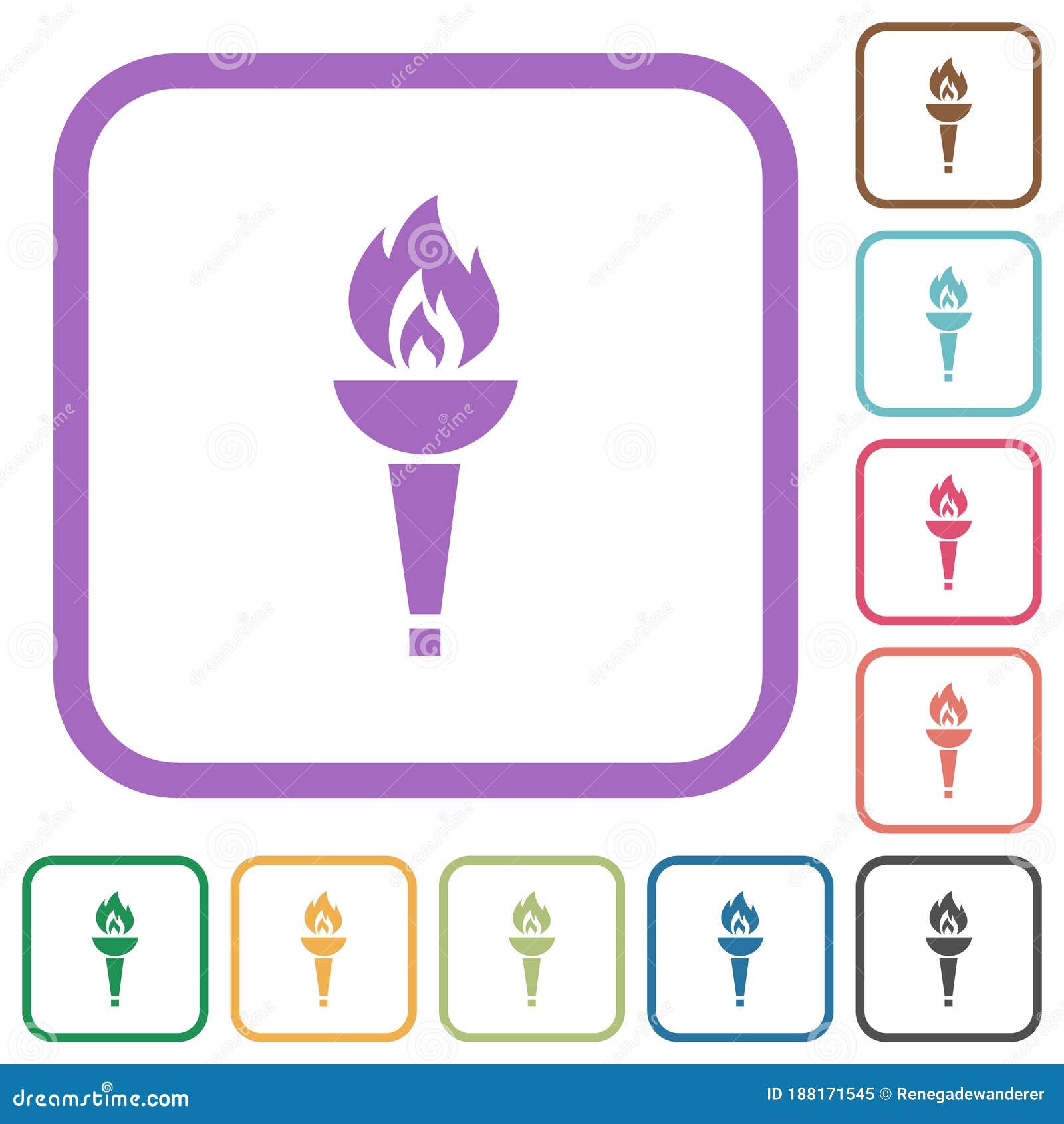 Torch simple icons stock vector. Illustration of achievement - 188171545
