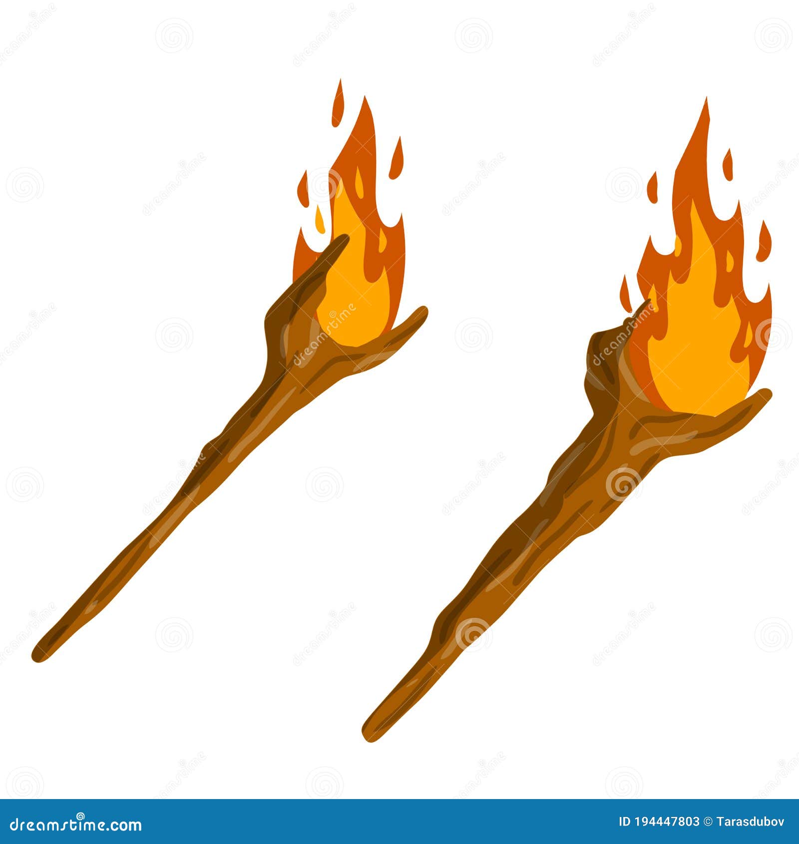Torch on Stick. Primitive Weapon. Burning Club. Cartoon Illustration ... Torch on Stick. Primitive Weapon. Burning Club. Cartoon Illustration ...