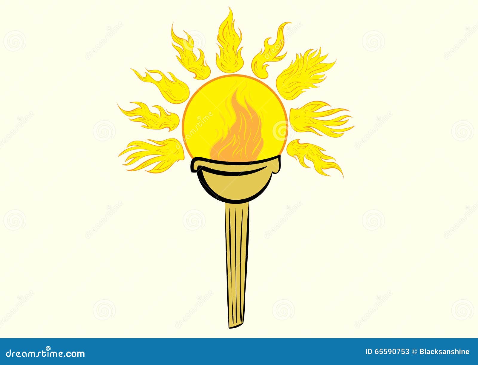 Torch with the sun stock vector. Illustration of graphic - 65590753
