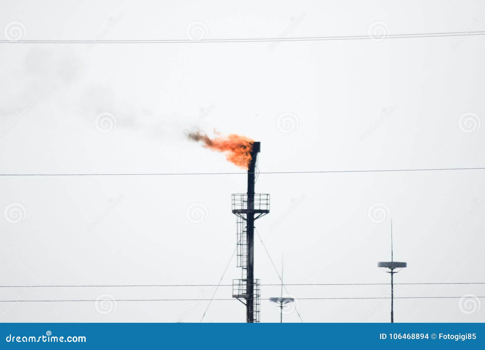 Torch System on an Oil Field Stock Photo - Image of chemistry, flaming ...