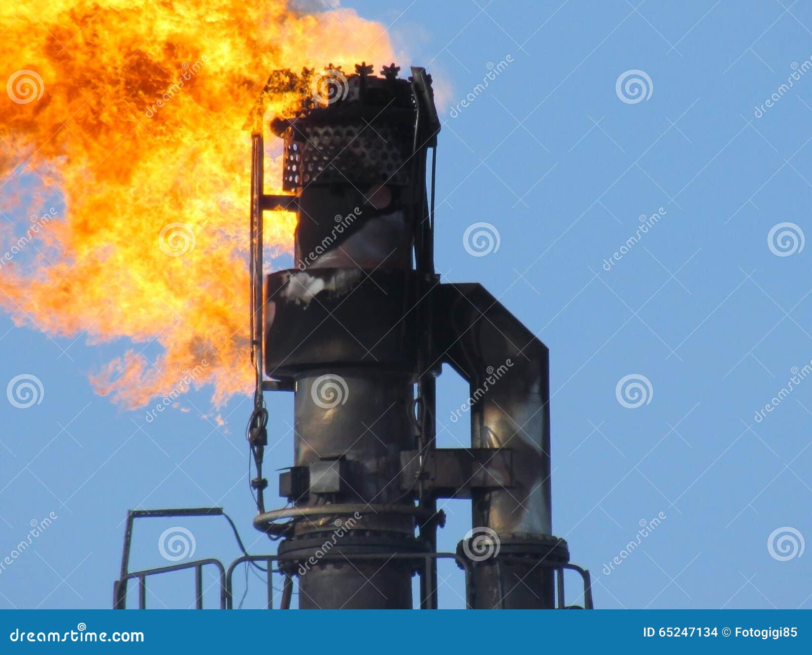 Torch System on an Oil Field Stock Photo - Image of explosion, nature ...