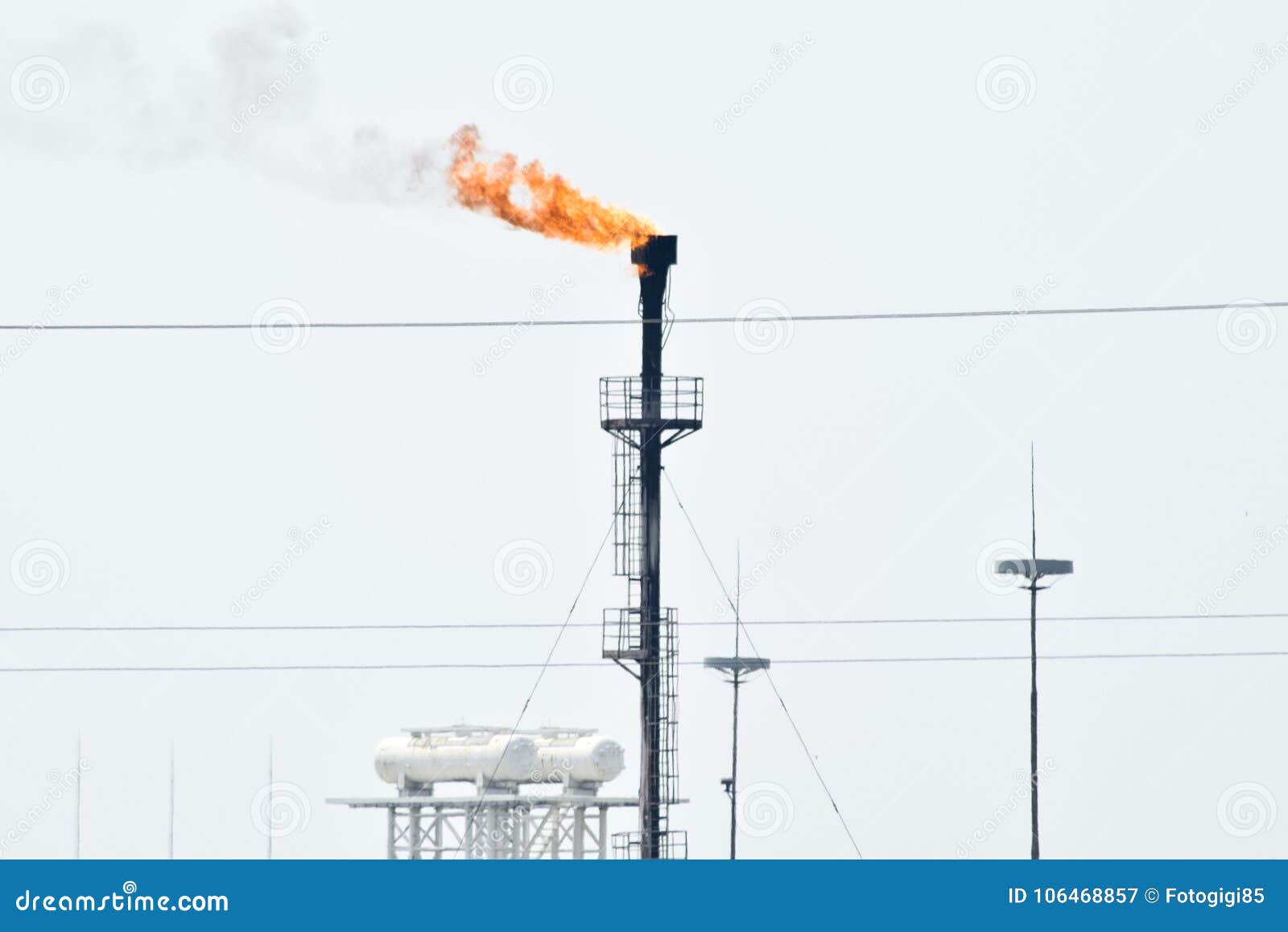 Torch System on an Oil Field Stock Image - Image of orange, chemistry ...