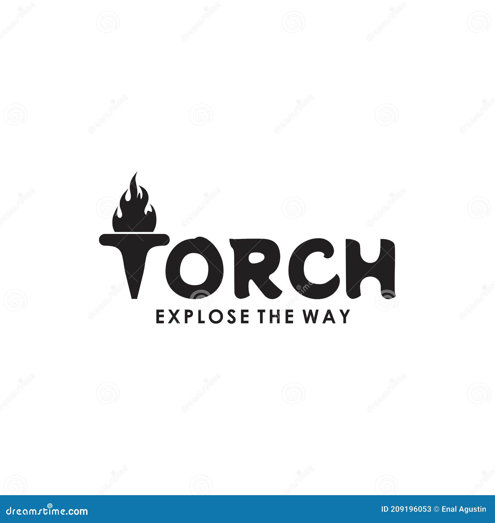 Torch Text Logo Design Incorporated with T Letter As a Torch Icon with ...