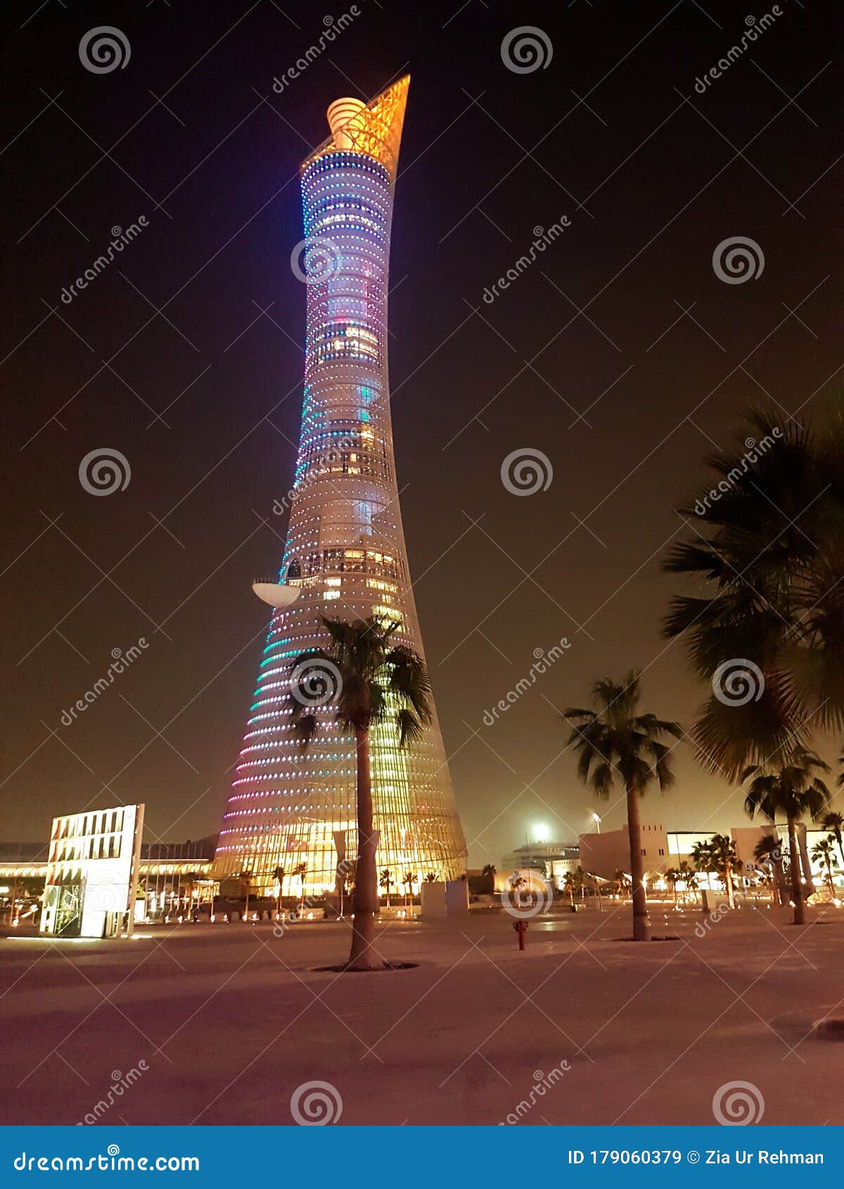 Torch Tower Doha Qatar Night View Stock Image - Image of view, doha ...