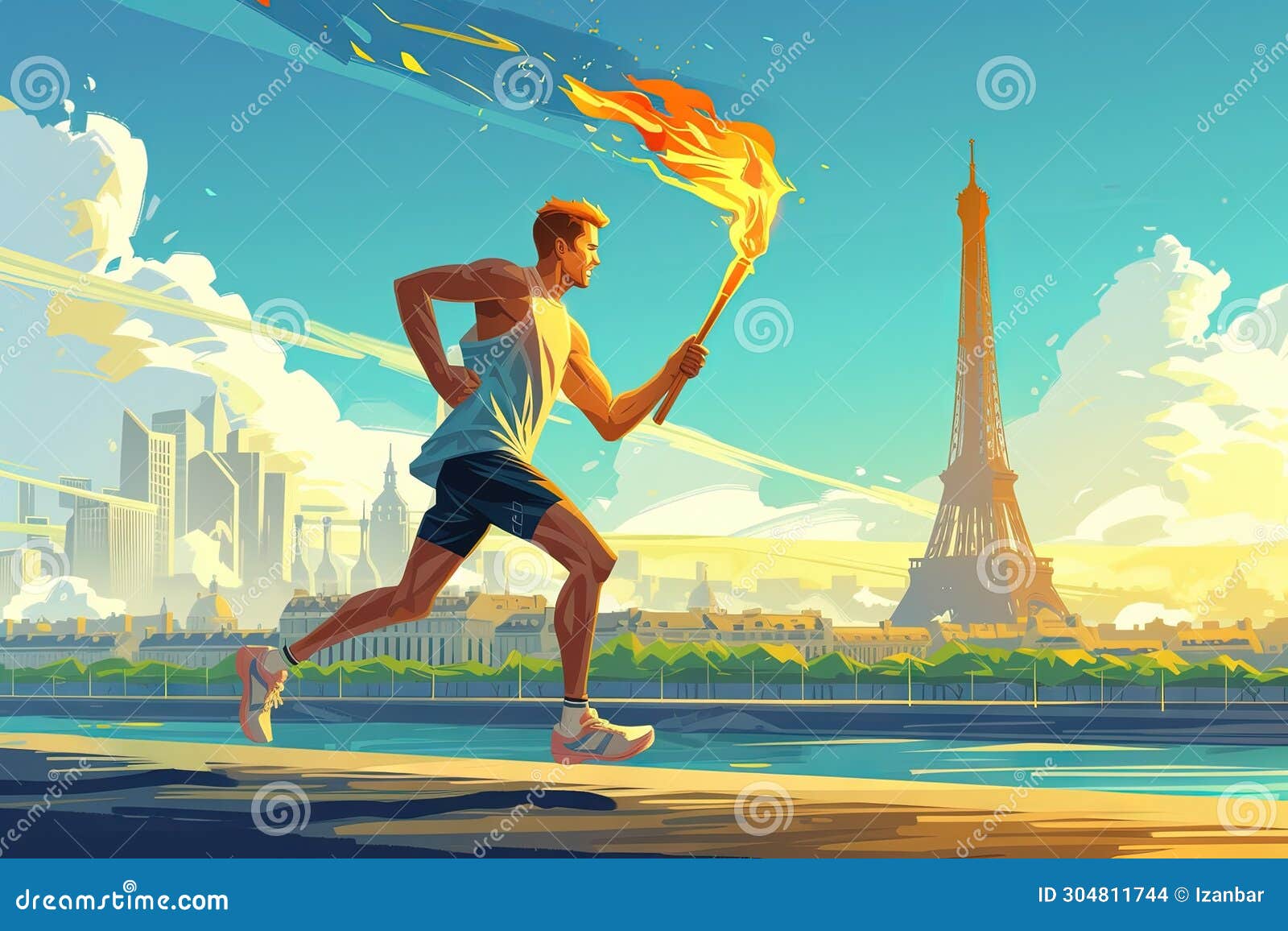 Olympic Torchbearer: Athlete Proudly Holding The Iconic Torch Royalty ...