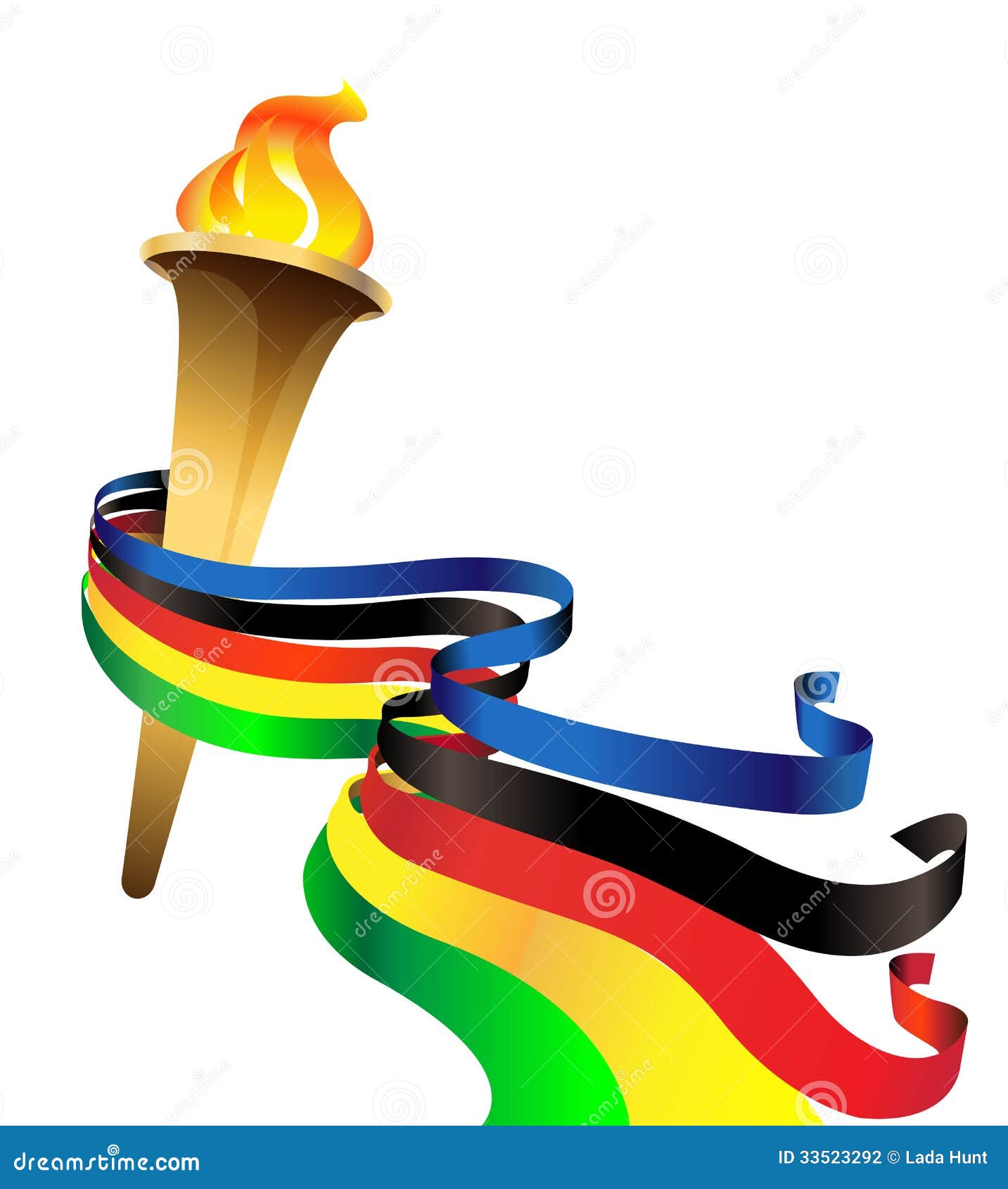 Torche Olympique Avec Les Rubans Olympiques De Couleur. Illustration ...