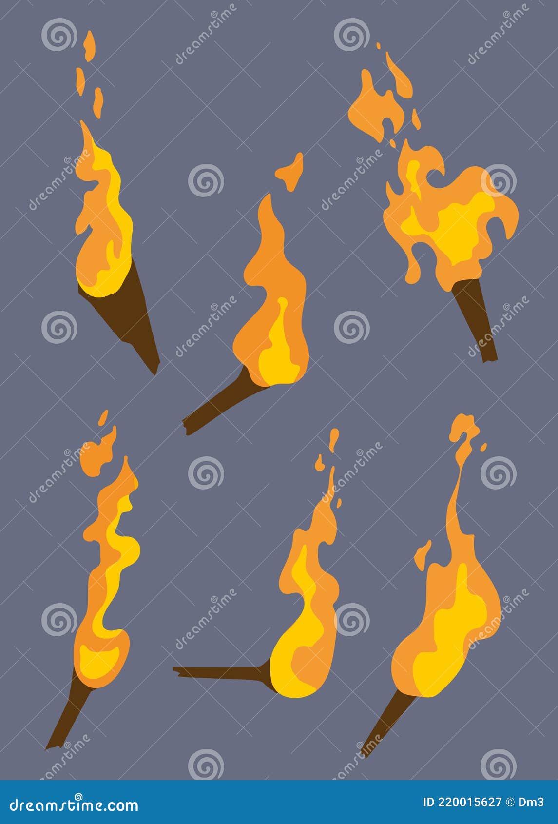 Torchlight Fire Flame Set with Different Shapes Stock Vector ...