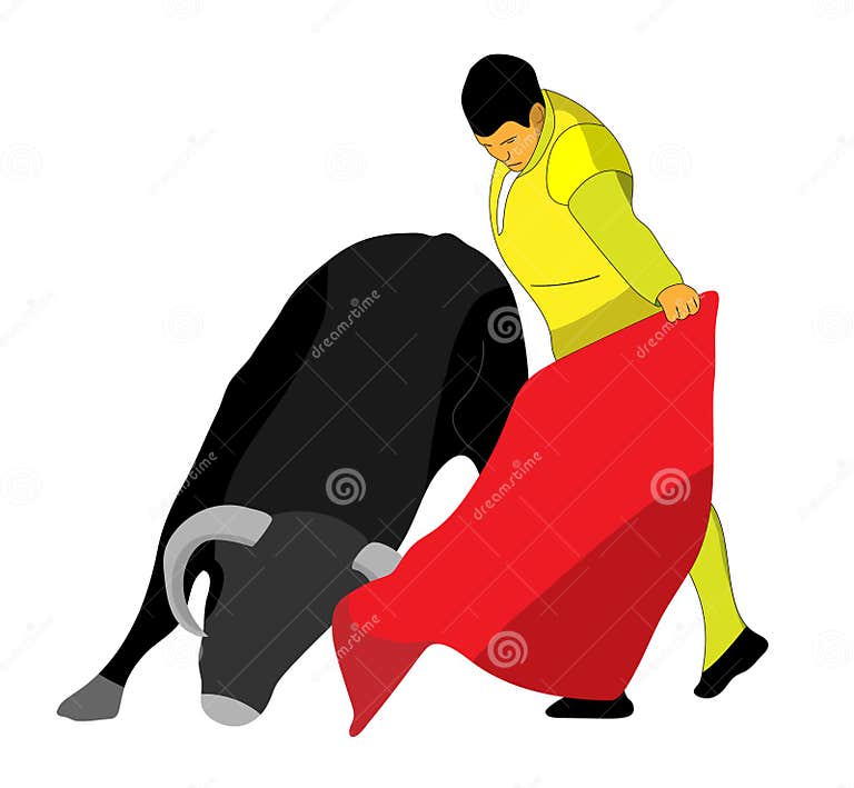 Torero Del Vector Con El Toro Ilustración del Vector - Ilustración de ...