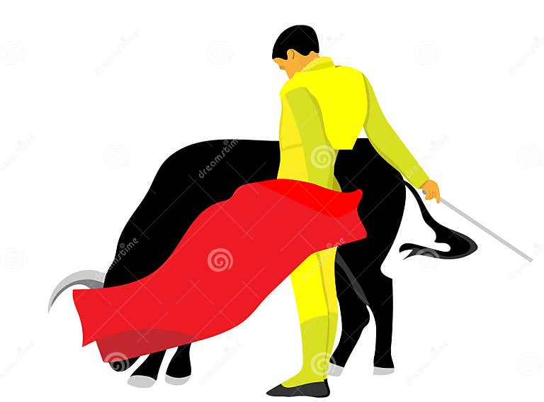 Torero Del Vector Con El Toro Ilustración del Vector - Ilustración de ...