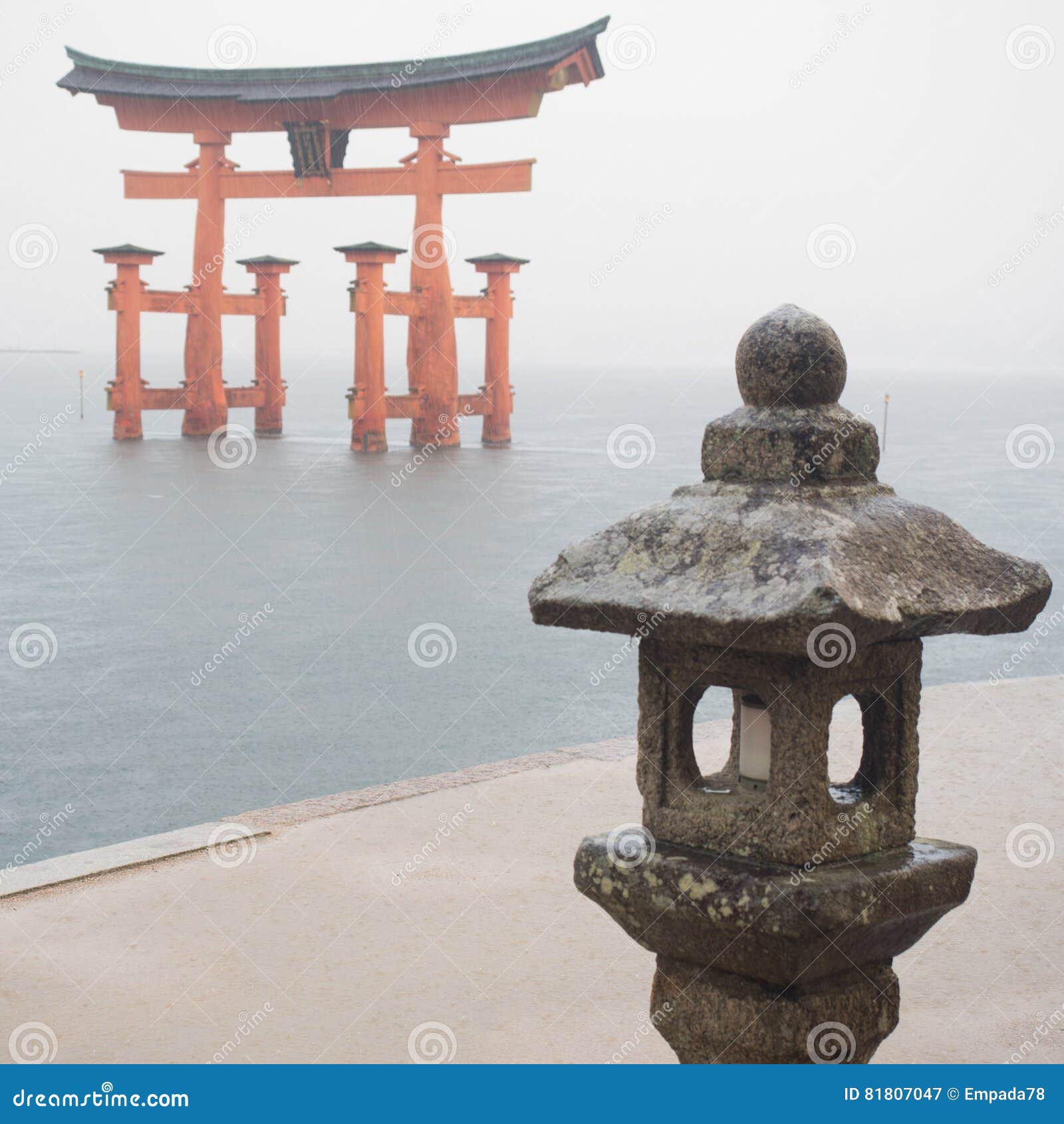 Torii Gate in the Ocean stock image. Image of statue - 81807047