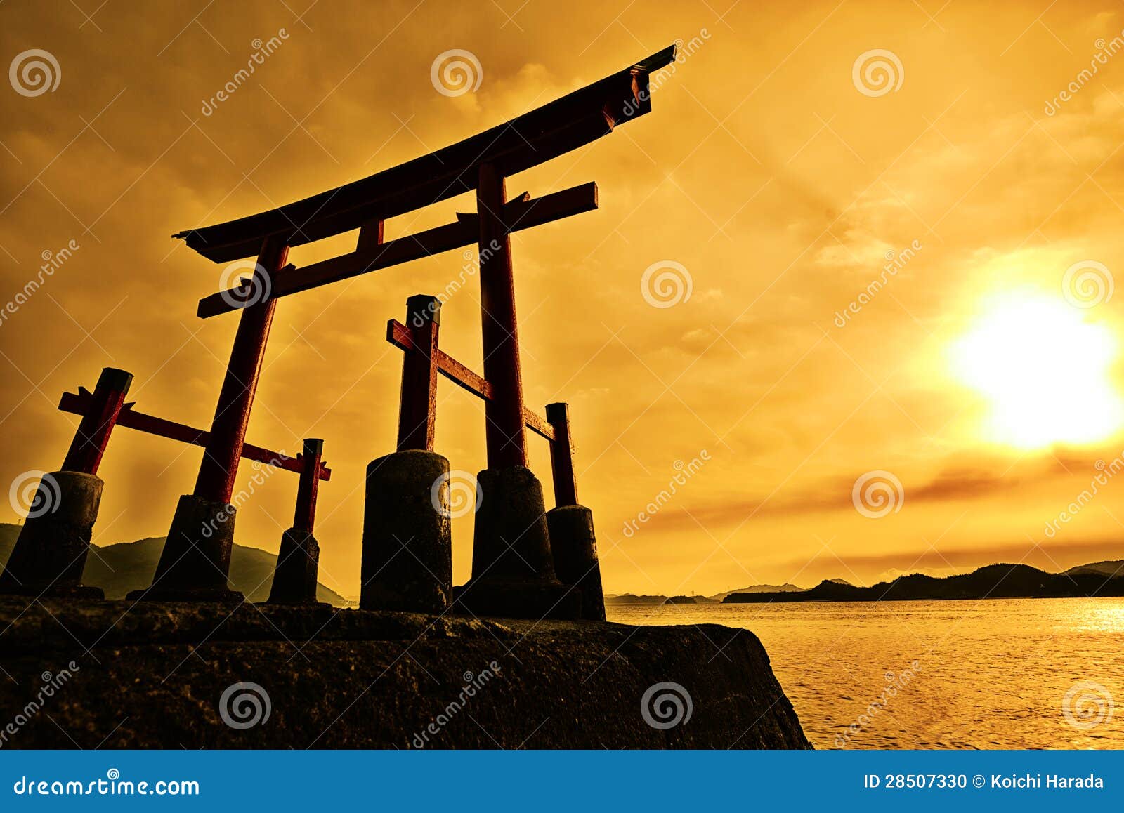 Torii Gate of a Shrine and Sea Stock Photo - Image of prayer, oriental ...