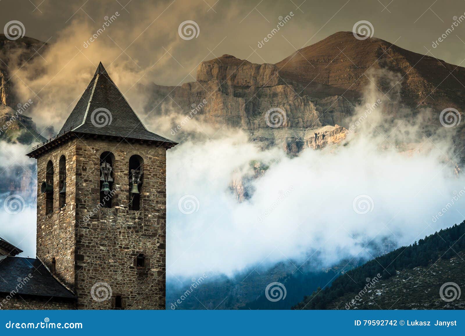 Torla Town in Ordesa National Pakr in the Spanish Pyrenees. Stock Photo ...