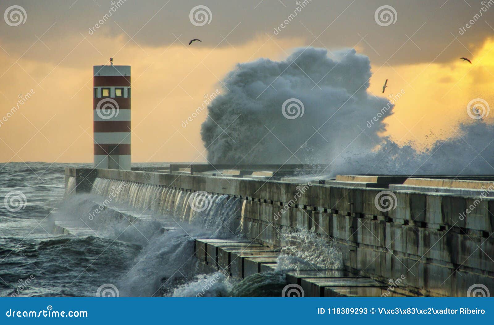 Tormenta En El Faro De Oporto Imagen de archivo - Imagen de costa ...