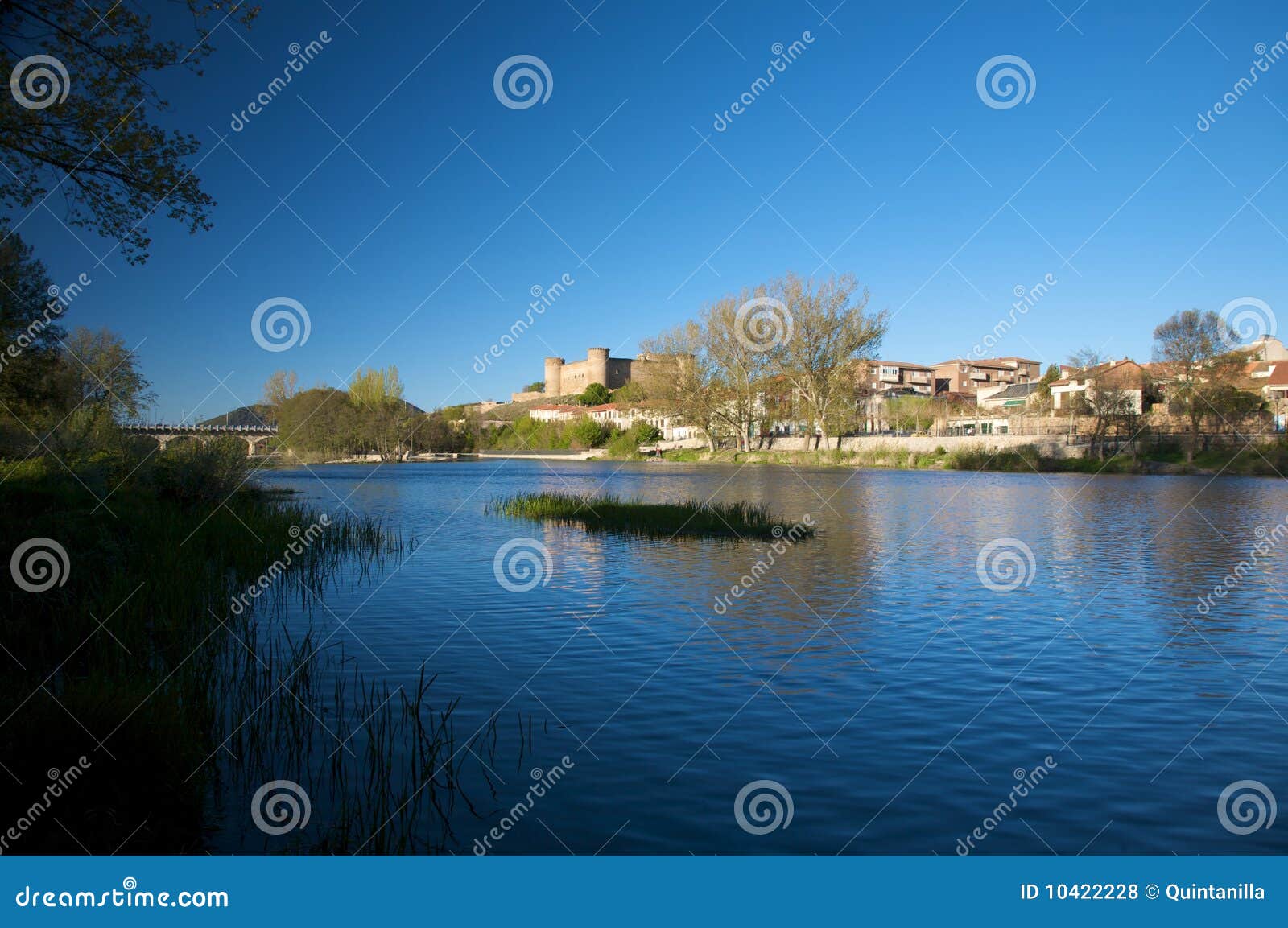 Tormes river with castle stock photo. Image of monument - 10422228