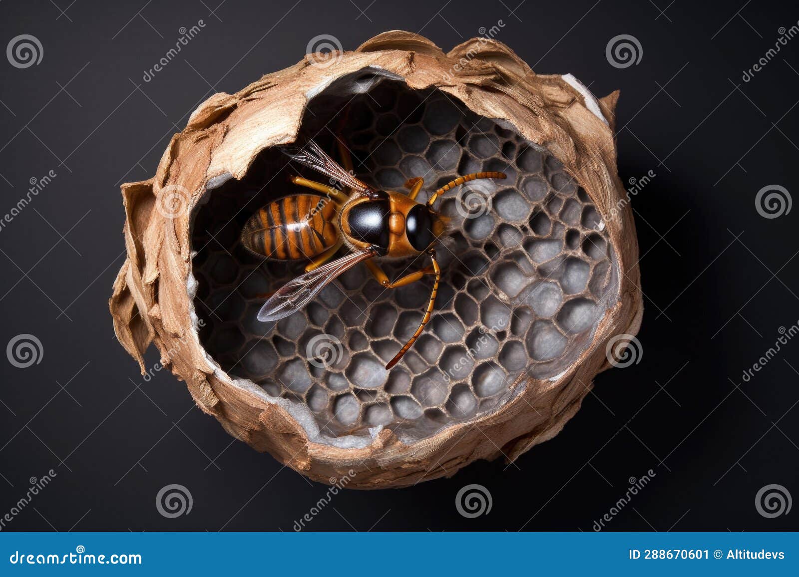 Torn Apart Hornet Nest with Visible Inner Structure Stock Image - Image ...