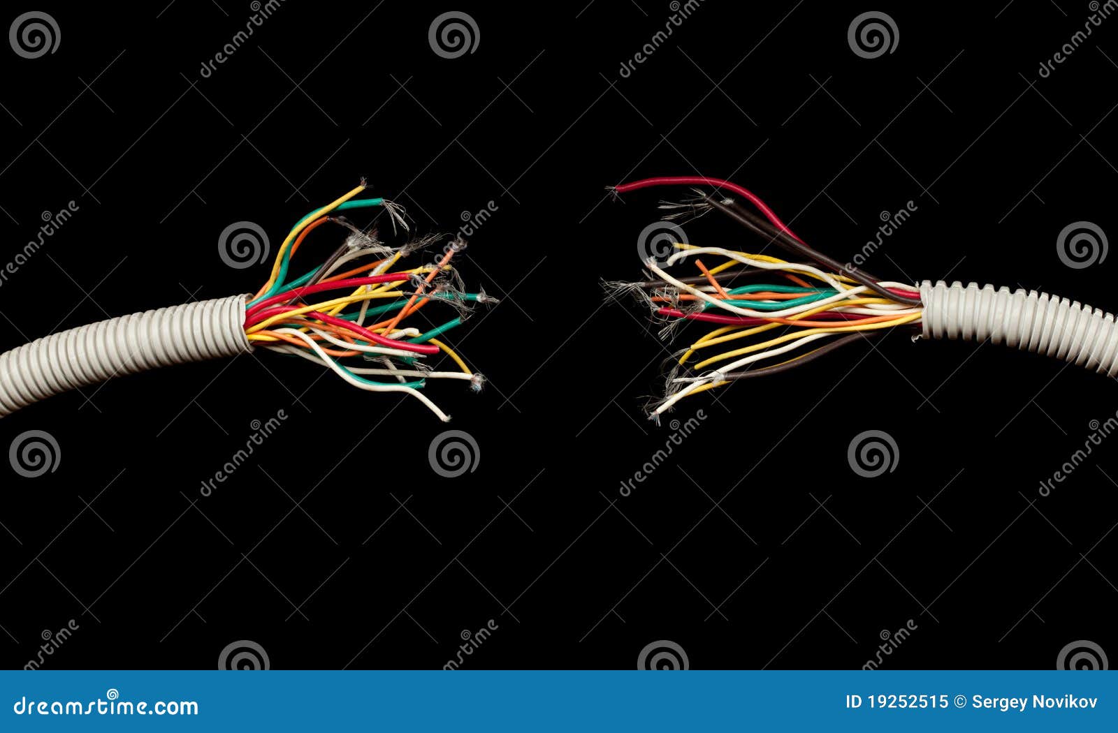 Torn Apart Wires Isolated on Black Stock Image - Image of energy, steel ...