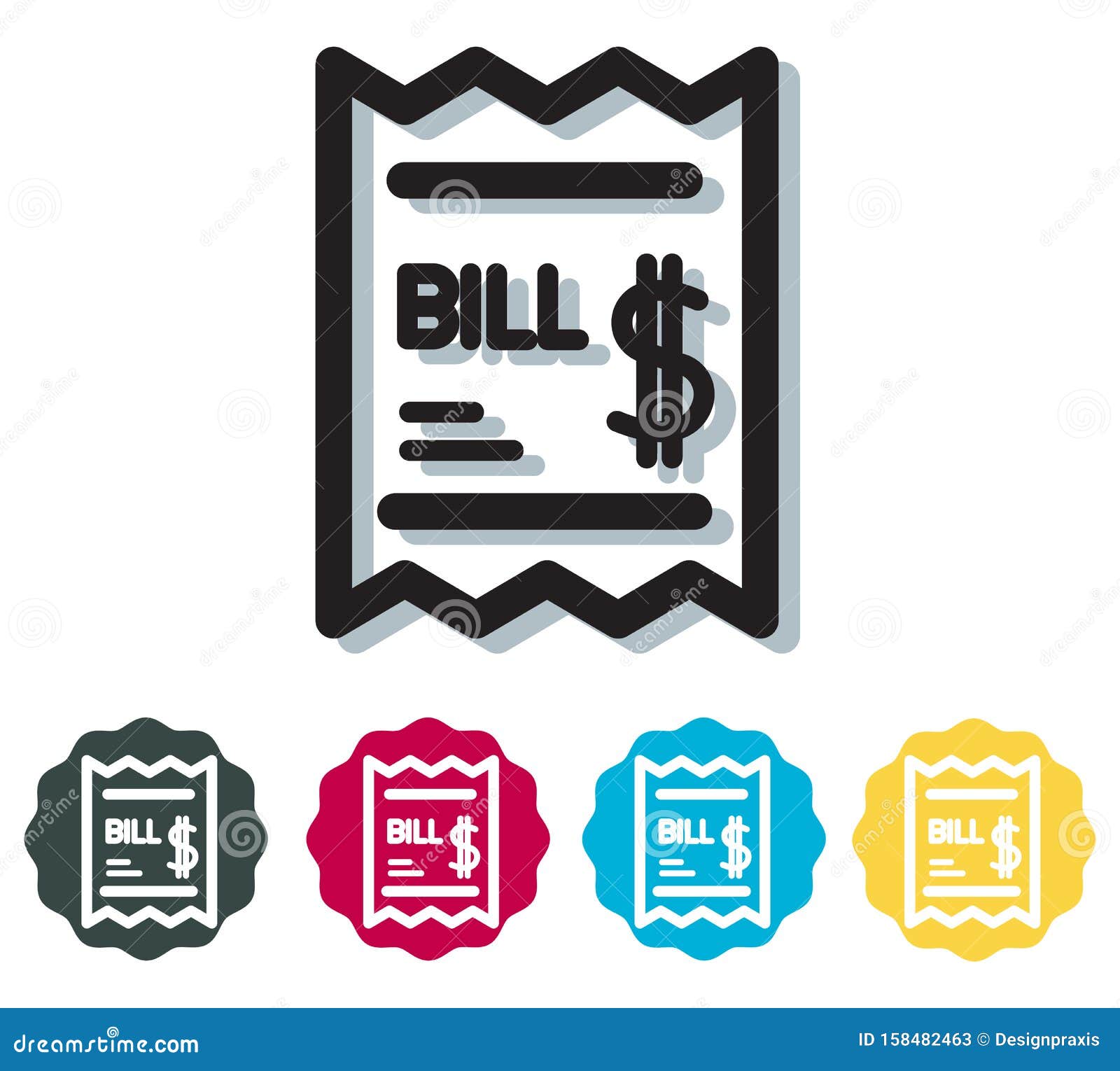 Torn Bill Slip Icon stock illustration. Illustration of invoice - 158482463