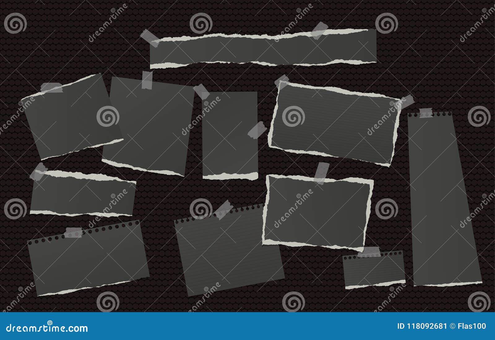 Torn Black Note, Notebook Paper Pieces for Text Stuck on Circles ... Torn Black Note, Notebook Paper Pieces for Text Stuck on Circles ...