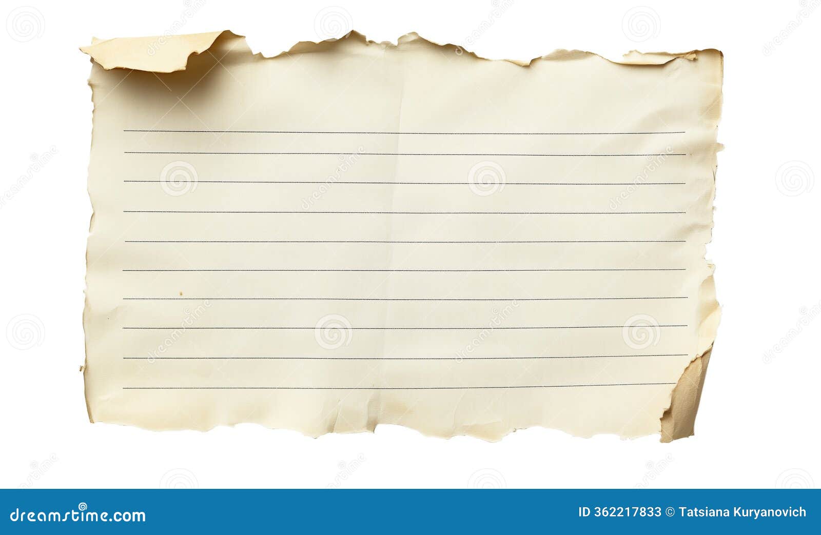 Torn Blank Paper Sheet with Lines, Aged Texture, Irregular Edges ...