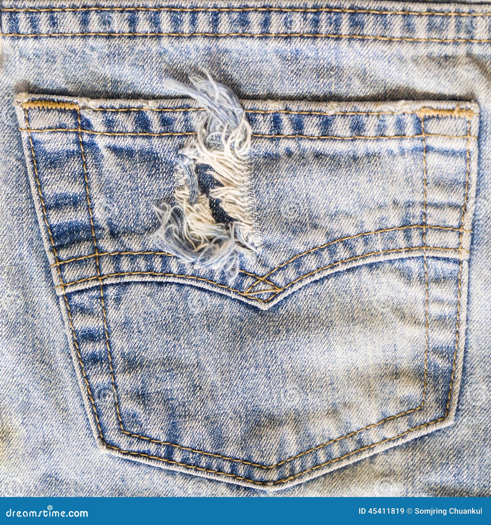 Torn Blue Jeans Back Pocket Stock Image - Image of close, jeans: 45411819