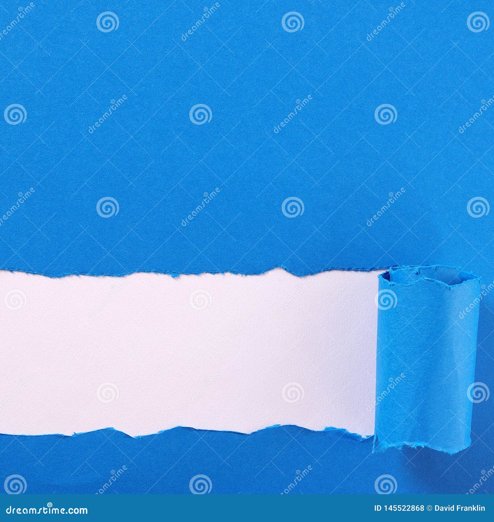 Torn Blue Paper Strip Curled Edge Border Frame Square Stock Photo ...