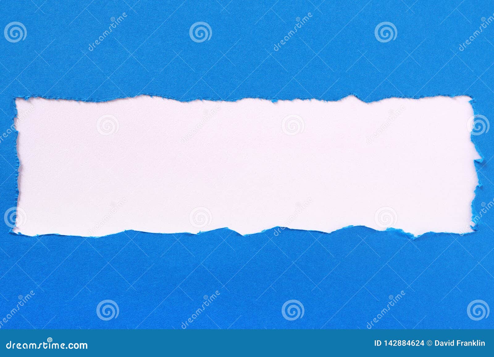 Torn Blue Paper Strip Edge Border Frame Center Background Stock Photo ...