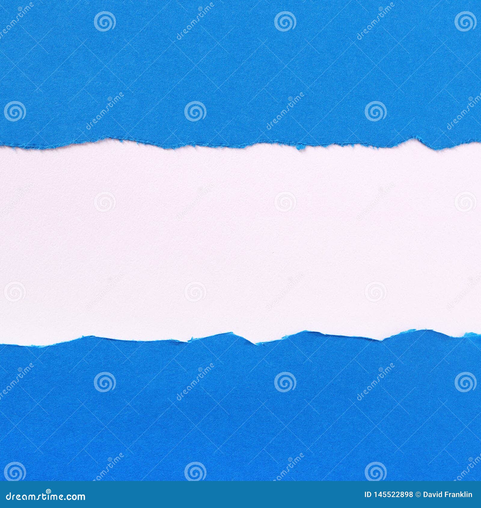 Torn Blue Paper Strip Edge Border Frame Center Square Stock Photo ...