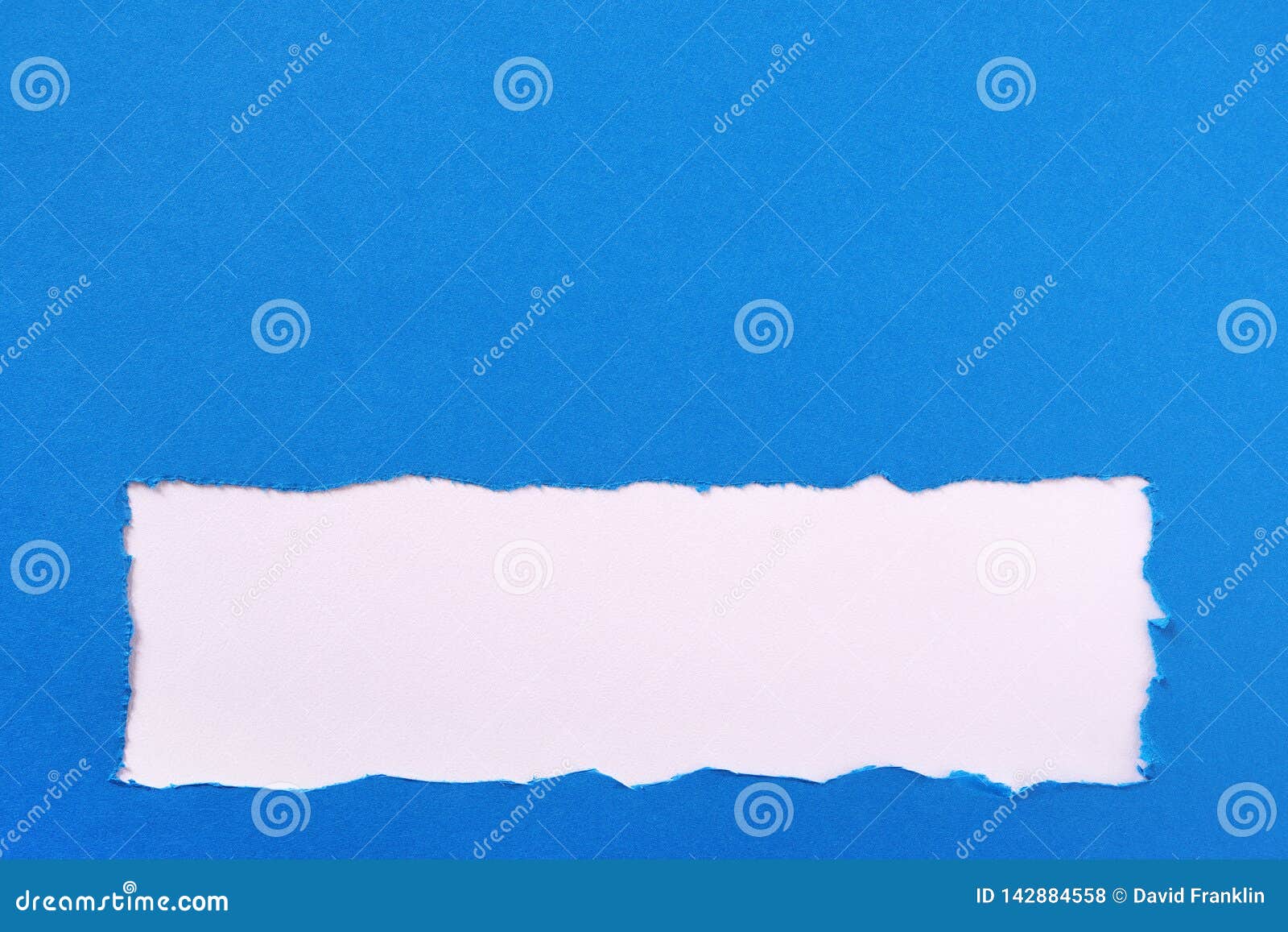 Torn Blue Paper Strip Ragged Edge Border Frame Flat Copy Space Stock ...
