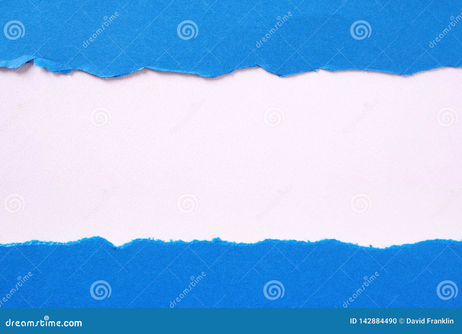 Torn Blue Paper Strip Straight Edge Border Flat White Stock Photo ...