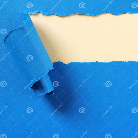 Torn Blue Paper Strip Yellow Background Frame Square Stock Photo ...