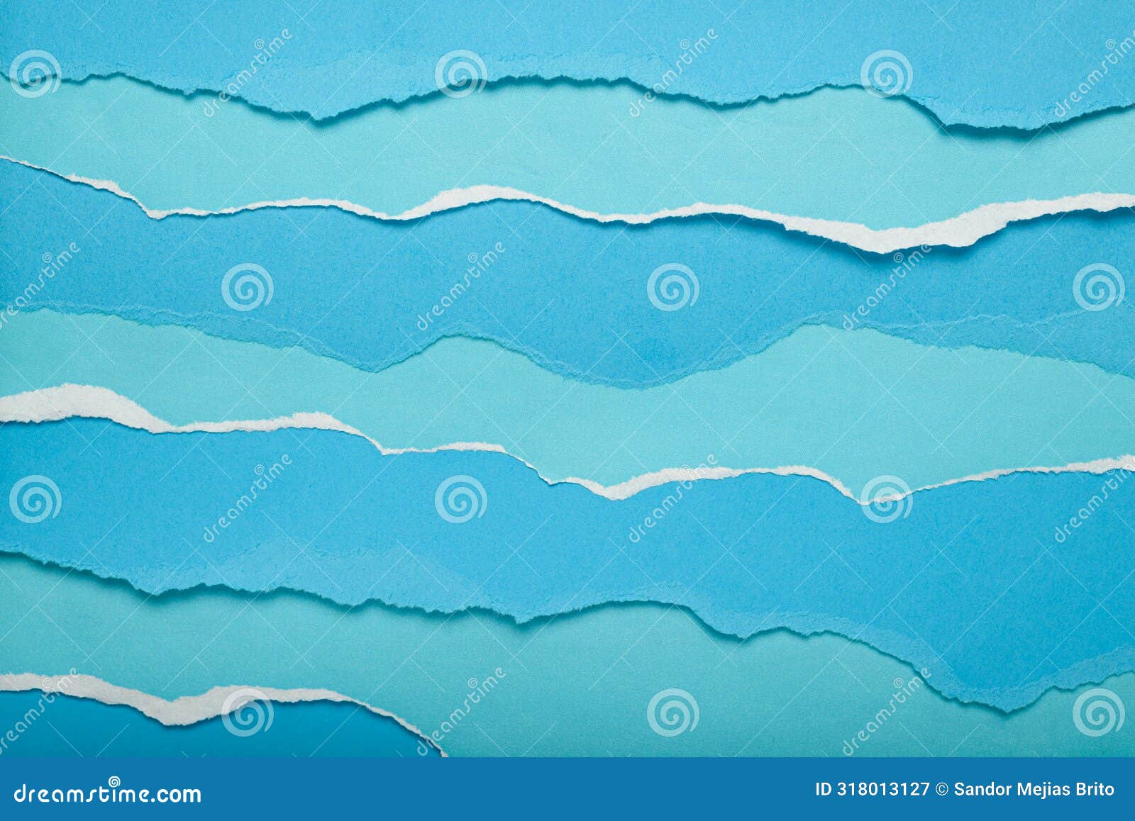 Torn Blue Paper Strips Simulating Sea Waves. Stock Image - Image of ...
