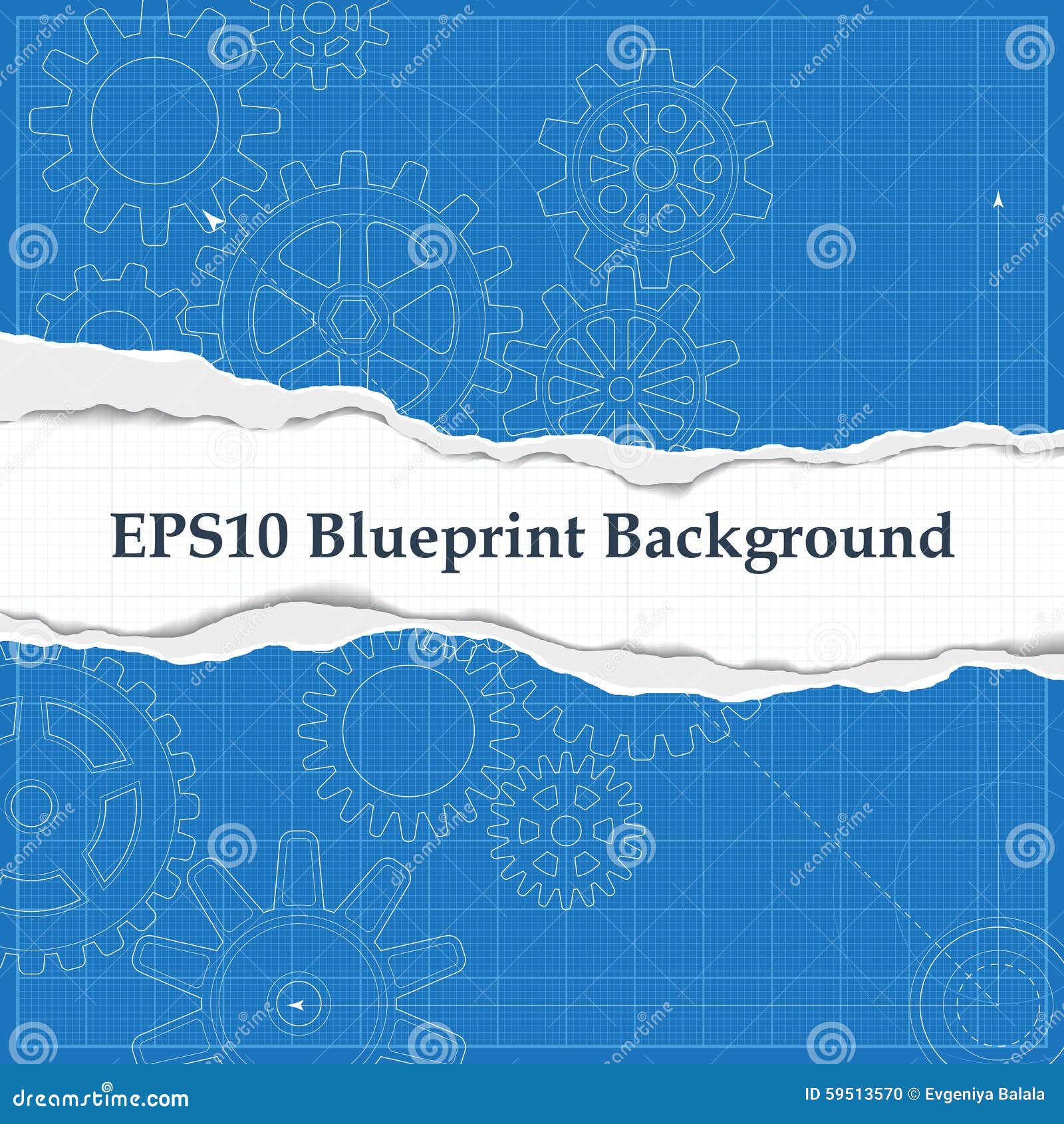 Torn Blueprint with Drawn Gears Stock Vector - Illustration of ...