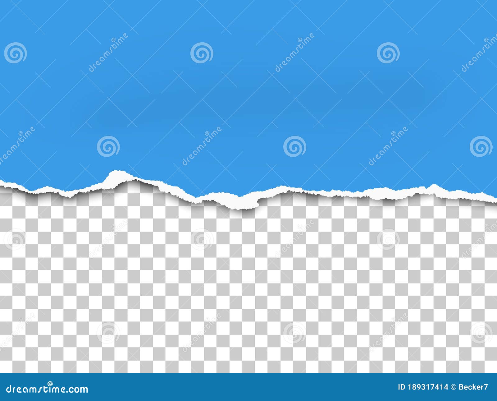 Torn Bottom Side of Sheet of Blue Paper Placed Horizontal from Left To ...