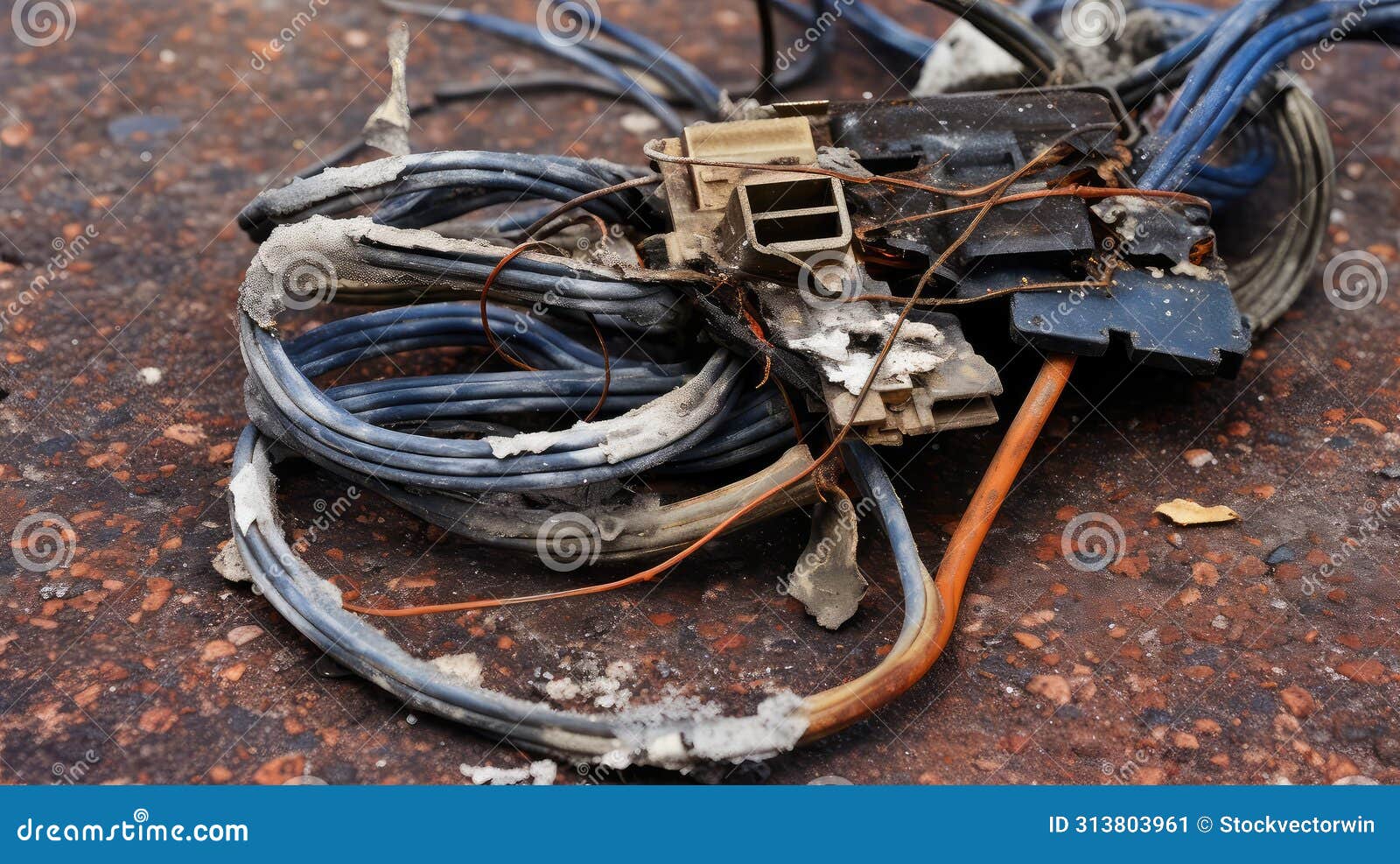 Torn broken cable stock illustration. Illustration of insulation ...