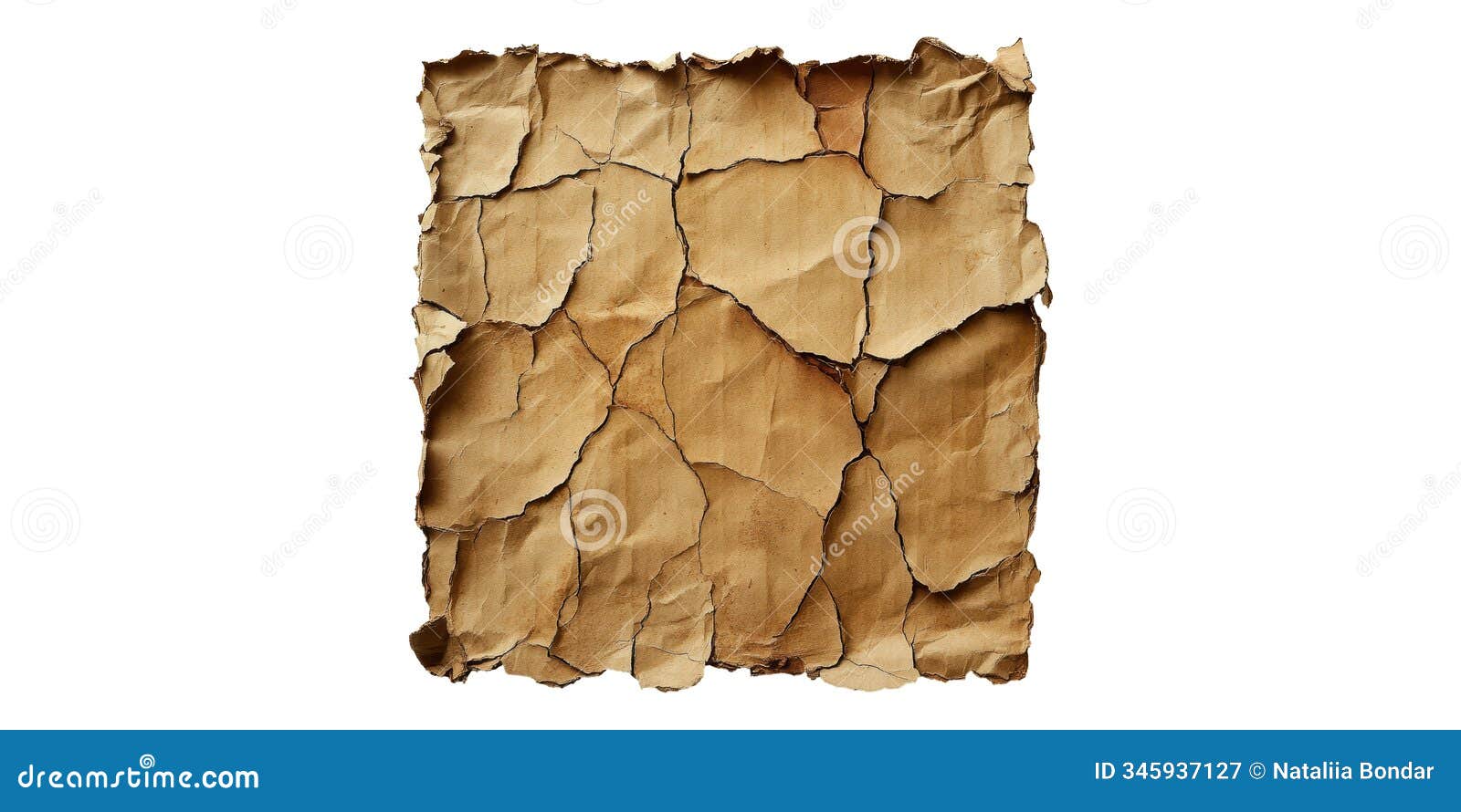 Torn Brown Parchment with Crumpled Surface Isolated on Transparent ...