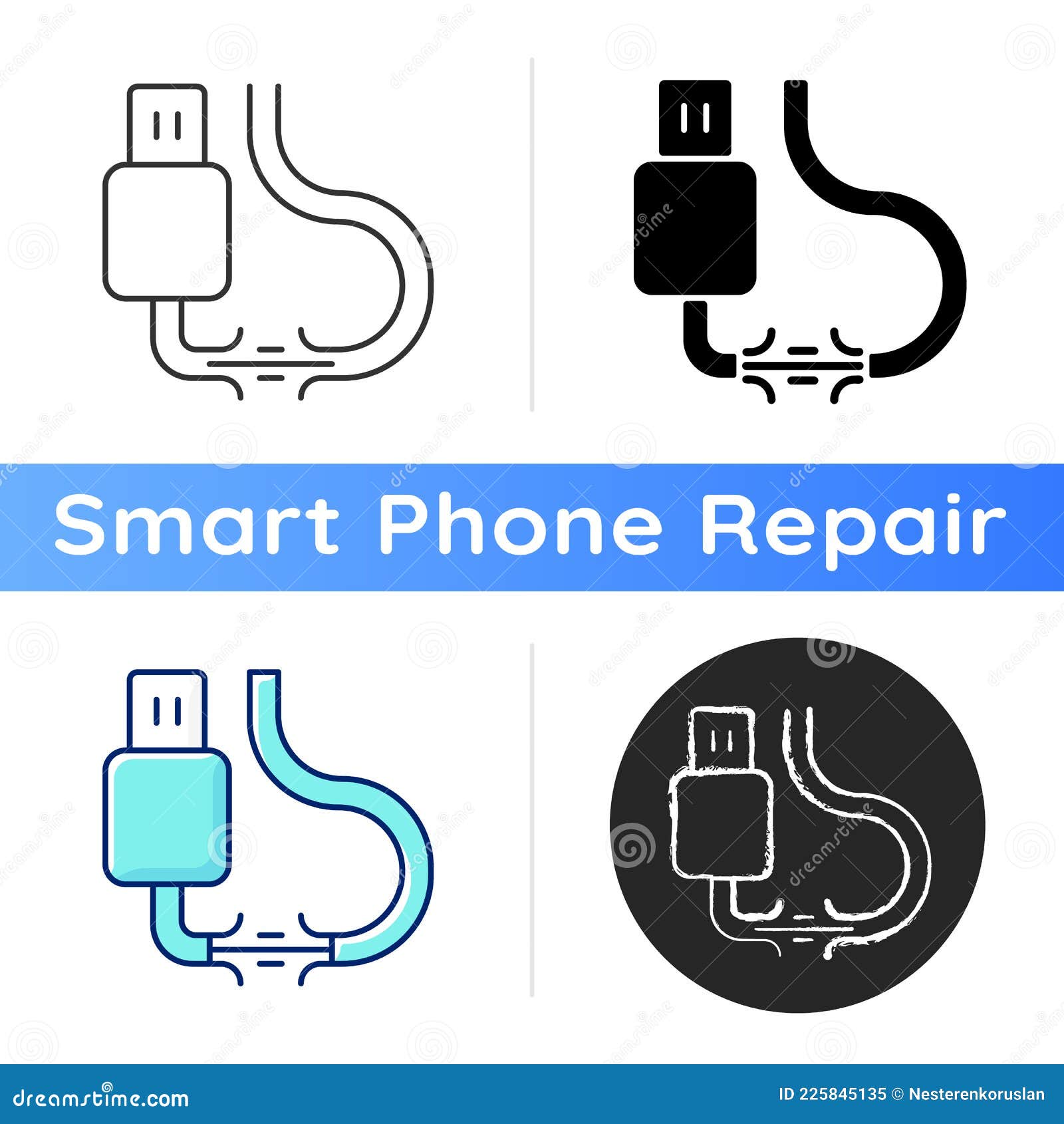 Torn cable icon stock vector. Illustration of line, break - 225845135