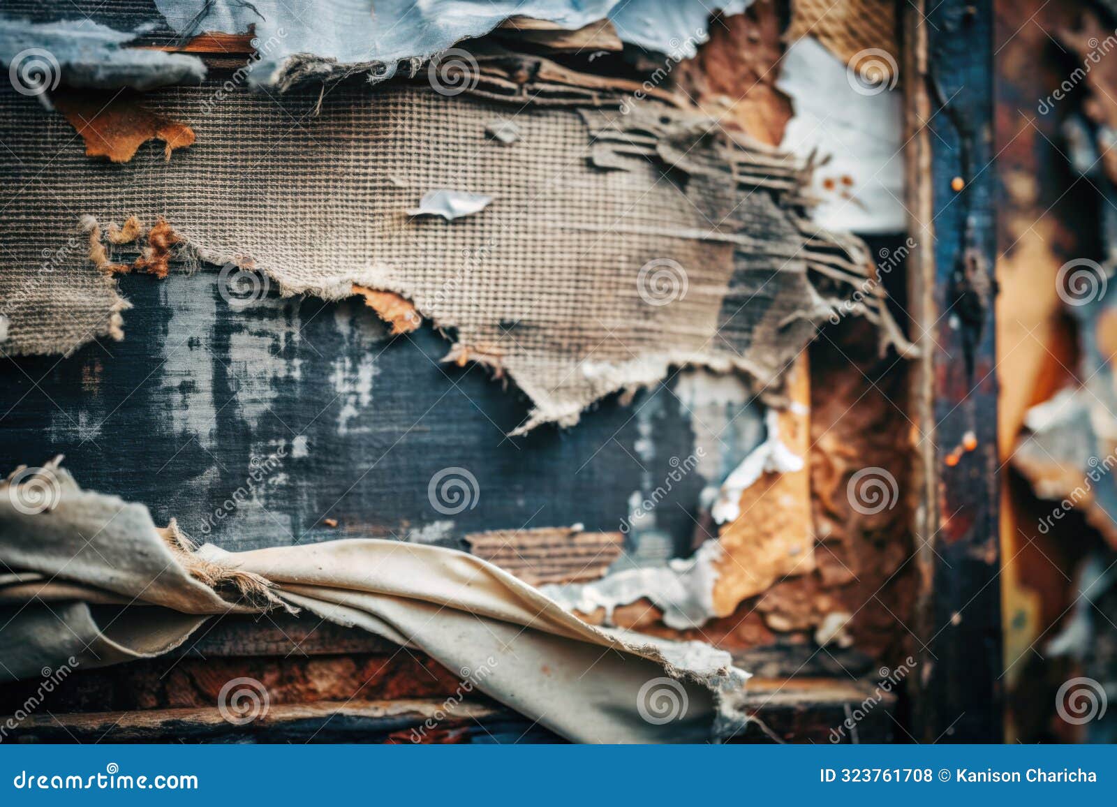 Abstract Grunge Background with a Torn Canvas Overlay, Creating a ...