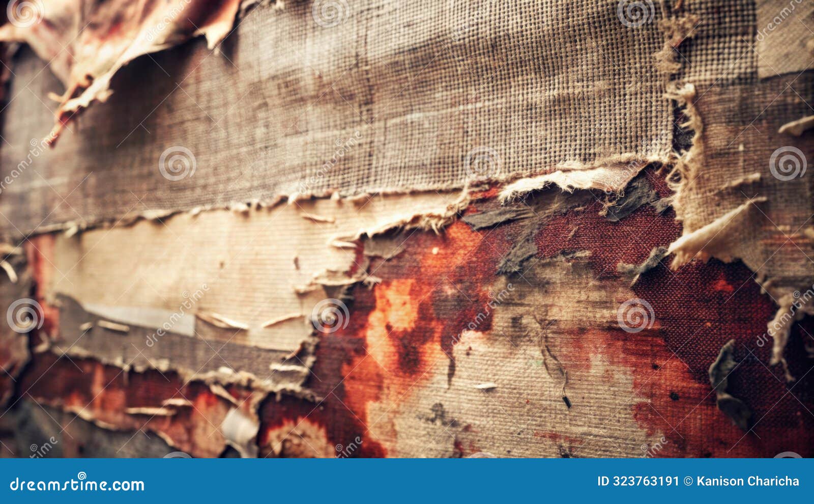 Abstract Grunge Background with a Torn Canvas Overlay, Creating a ...