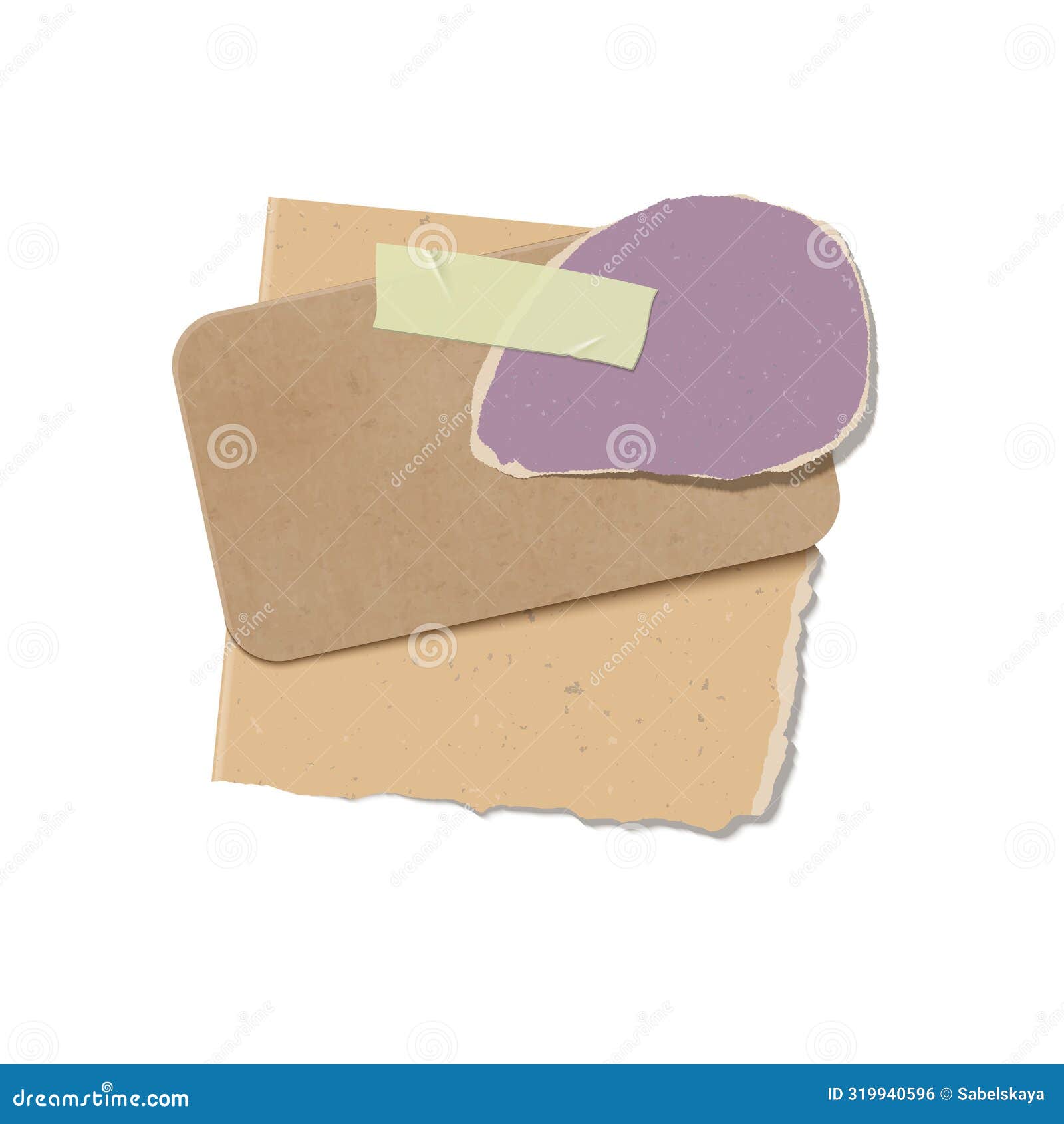 Torn Cardboard and Taped Paper Vector Illustration Stock Vector ...