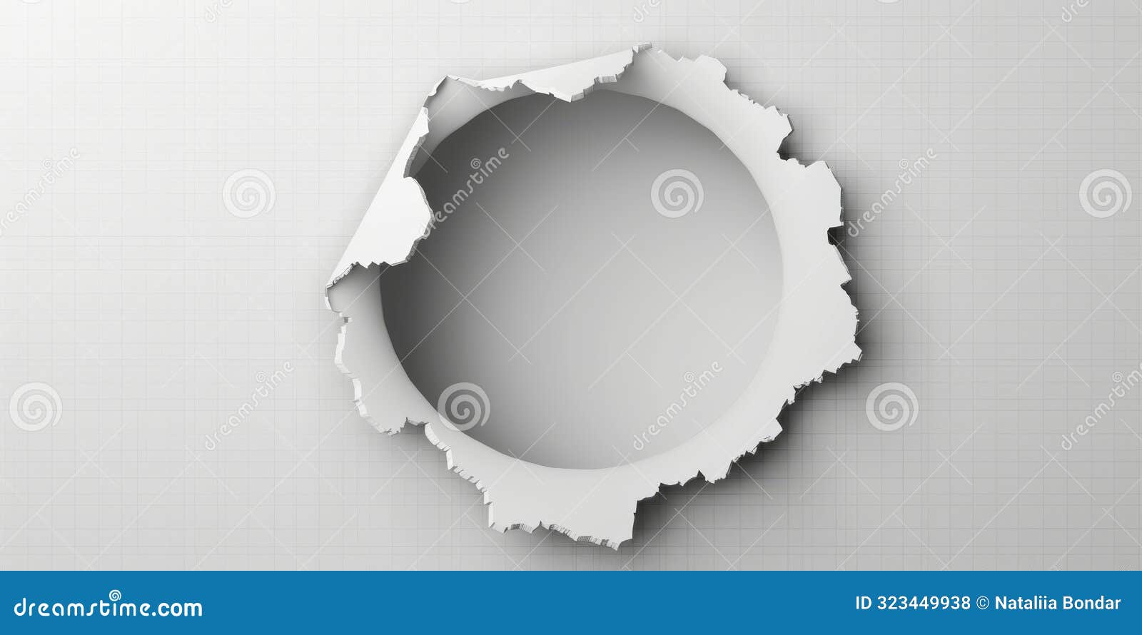 Torn Circular White Paper Background with Jagged Edges, Blank Space for ...