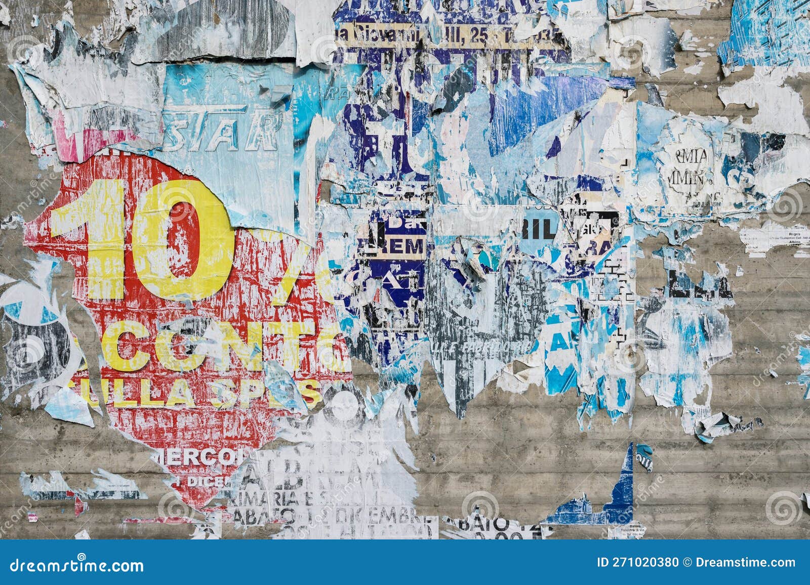 Torn Colorful Posters on Wall Stock Photo - Image of damaged, abstract ...